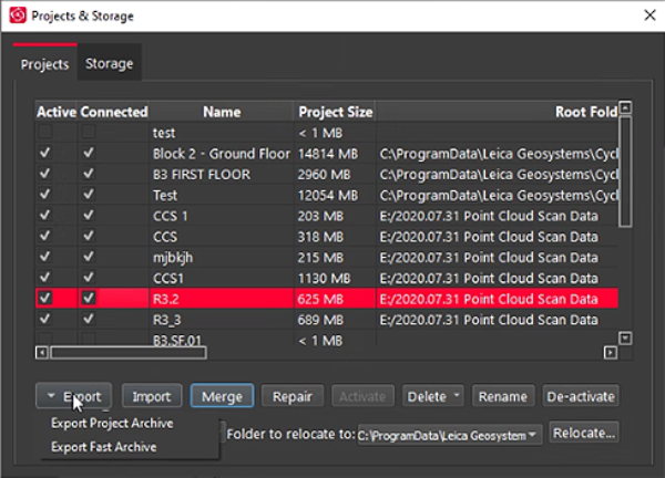 Managing data size in Leica Cyclone Register 360